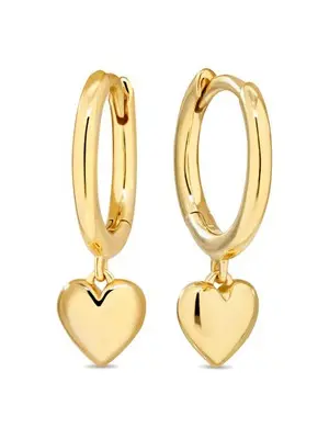 DEVATA Heart Hoop Earrings In Gold Plated Sterling Silver - Yellow Gold