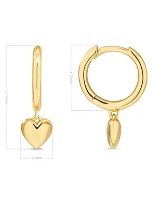 DEVATA Heart Hoop Earrings In Gold Plated Sterling Silver