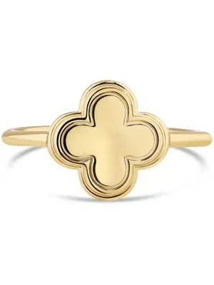 DEVATA Contour-lined Clover Ring In Gold Plated Sterling Silver - Yellow Gold