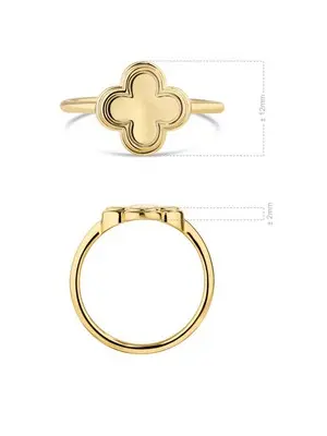 DEVATA Contour-lined Clover Ring In Gold Plated Sterling Silver