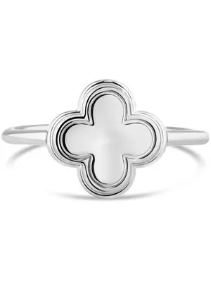 DEVATA Contour-lined Clover Ring - Silver