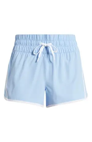 Rip Curl Smocked High Waist Drawstring Shorts - Light Blue