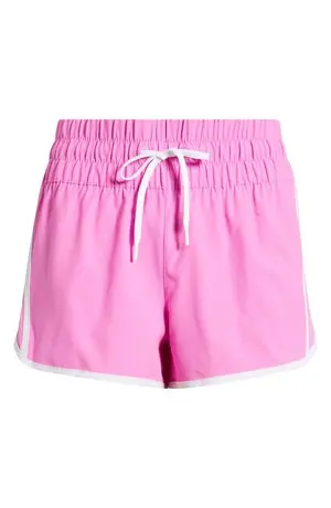 Rip Curl Smocked High Waist Drawstring Shorts - Super Pink