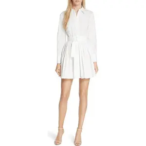 NICHOLAS Pleated Poplin Shirtdress - White