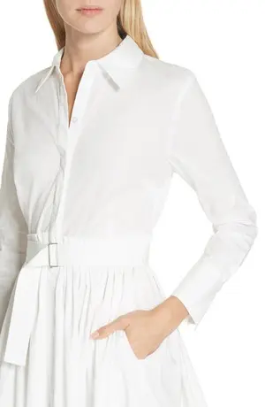 NICHOLAS Pleated Poplin Shirt Dress