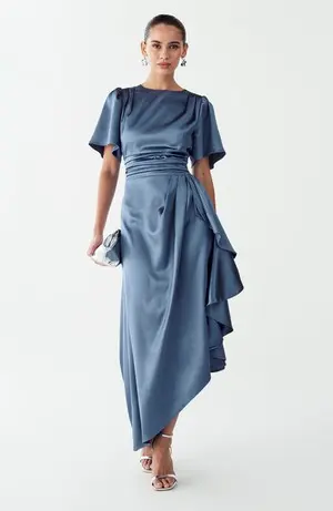 WILLA Narissa Midi Dress - Steel Blue