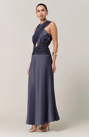 SAVEL Clover Midi Dress - Petrol Blue