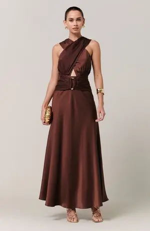 SAVEL Clover Midi Dress - Rust