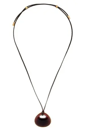 REISS Pippa Leather Cord Pendant Necklace - Gold Tone/burgundy