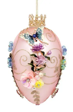 MARK ROBERTS Faberge Jewel Egg Ornament, Pink - Light Pink