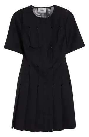 Coperni Technical Tailored Origami Wool Blend Dress - Black