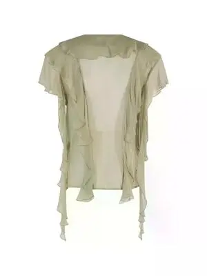 Erika Cavallini Ruffled-tie Blouse - Green
