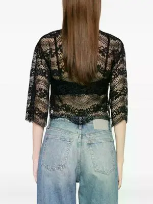 TWINSET Lace Blouse With Scalloped Hem - Black