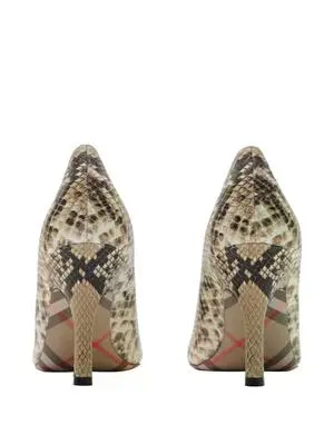 Burberry Dame Python-print Leather Pumps