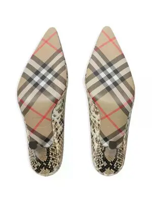 Burberry Dame Python-print Leather Pumps