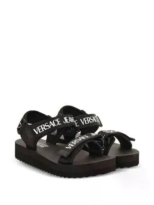 Versace Logo Strap Sandals - Black