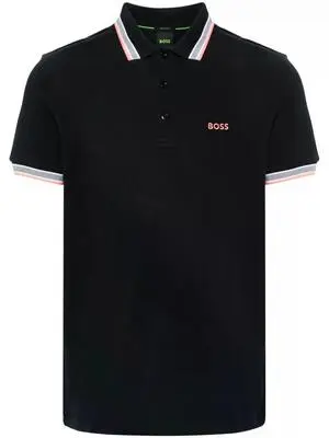 BOSS Striped Paddy Polo Shirt - Black
