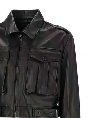 Alessandra Rich Leather Zip-up Jacket - Black