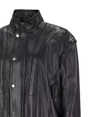 Alessandra Rich Removable-sleeve Leather Bomber Jacket
