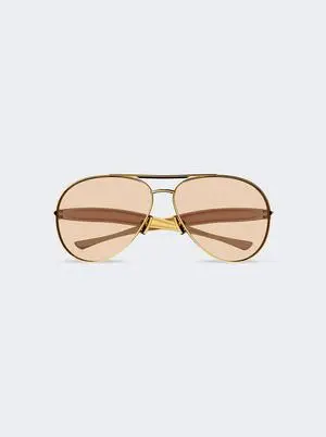 Bottega Veneta Sardine Aviator Sunglasses - Gold