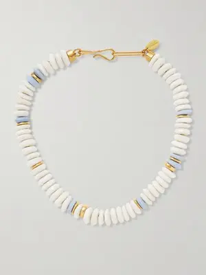 LIZZIE FORTUNATO Laguna Gold-plated Beaded Necklace - White