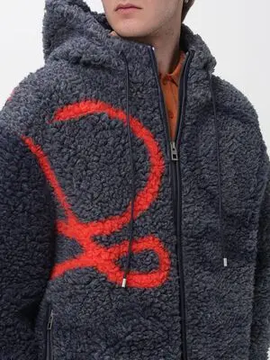 Loewe Fleece Zip-up Jacket With Graphic Detail - Blue