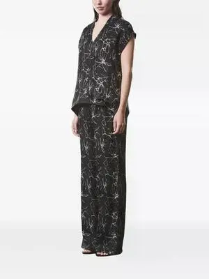 THOM KROM Marble Print Wide Leg Trousers