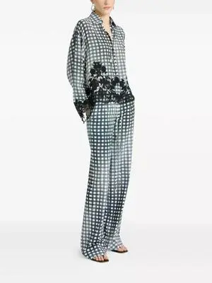 Ermanno Scervino Gingham Viscose Trousers - Black