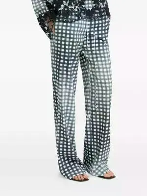 Ermanno Scervino Gingham Viscose Trousers - Black