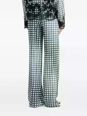Ermanno Scervino Gingham Viscose Trousers - Black