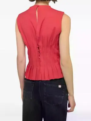 SEMICOUTURE Sleeveless Pleated Detail Top