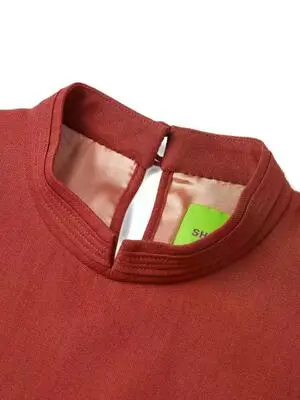 Shanghai Tang Gathered Asymmetric Dress - Red