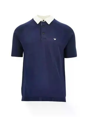 Emporio Armani Contrast-collar Polo Shirt - Blue