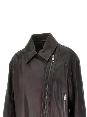 Emporio Armani Leather Jacket With Asymmetric Zipper
