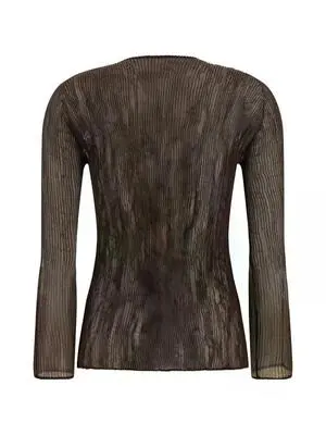 Issey Miyake Pleated V-neck Sweater - Brown