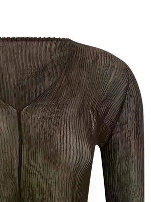 Issey Miyake Pleated V-neck Sweater - Brown