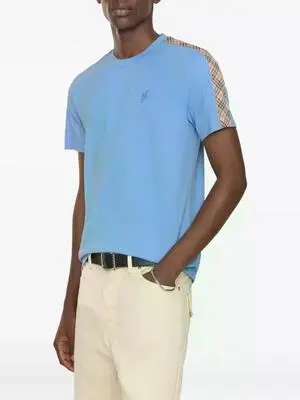 Burberry Check Trim Cotton T-shirt - Blue