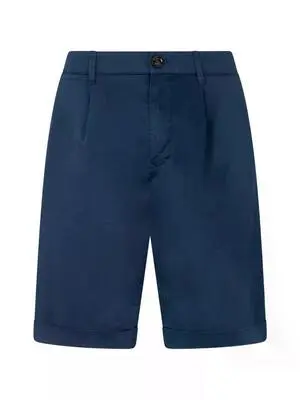MOORER Pleated Shorts With Cuffed Hem - Blue