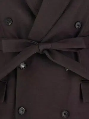 TELA Double-breasted Belted Blazer - Brown