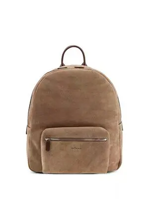 Kiton Zipped Leather Backpack - Neutrals