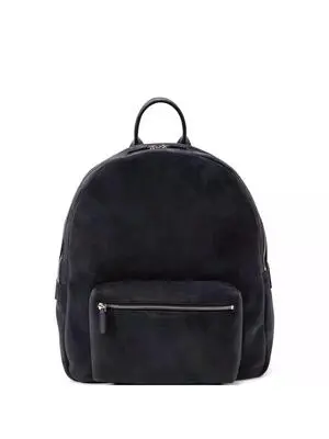 Kiton Zipped Leather Backpack - Blue