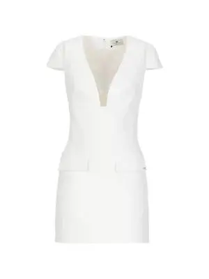 Elisabetta Franchi V-neck Pocket Dress - White