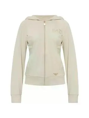 Emporio Armani Zip-up Logo-detail Hoodie - Neutrals