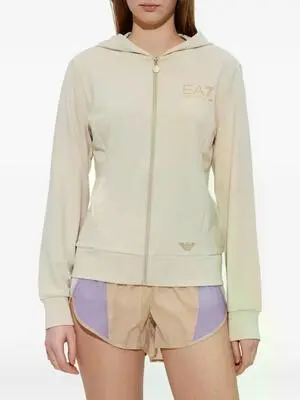 EA7 Zip-up Hoodie With Logo Detail - Neutrals