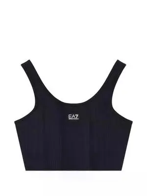 EA7 Logo-detail Ribbed Top - Black