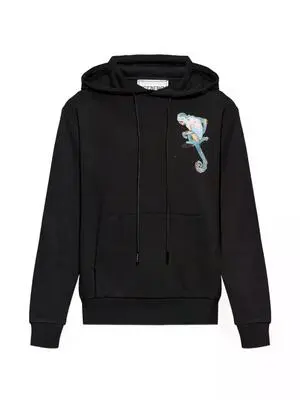 Iceberg Drawstring Graphic Hooded Sweatshirt - Black