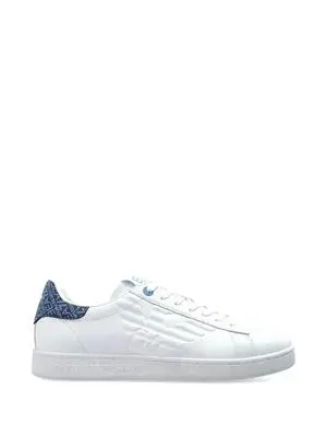 Emporio Armani Debossed-logo Leather Sneakers - White