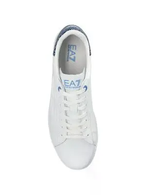 EA7 Debossed-logo Leather Sneakers - White