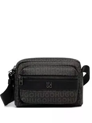 Hugo Logo-monogram Zip-fastening Shoulder Bag - Black
