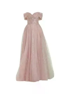 Mac Duggal Tulle-embroidered Maxi Dress